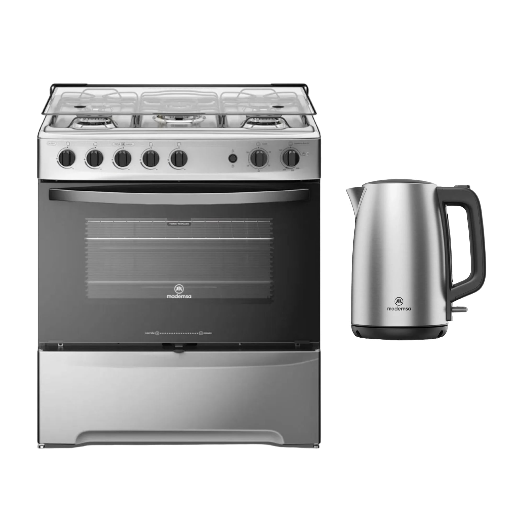 Kit Cocina A Gas 5 Platos Inox Con Triple Llama y Grill M 920 T ...